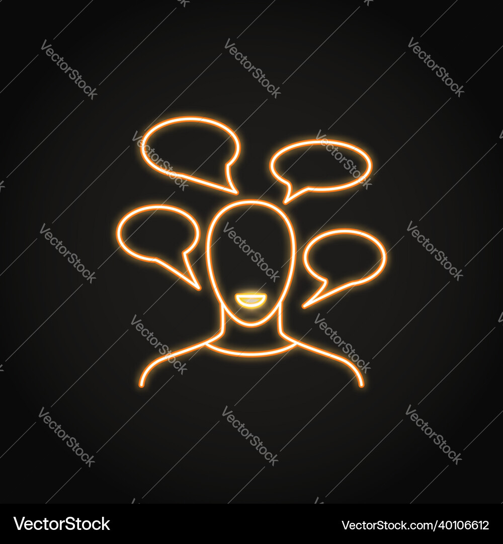 Neon talkative person icon in line style Vector Image