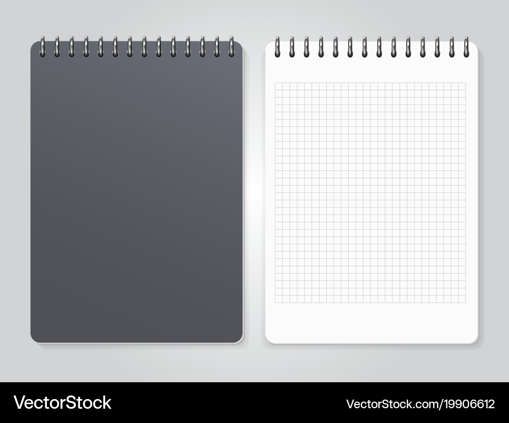 Realistic notebooks with spiral - cover and lined Vector Image