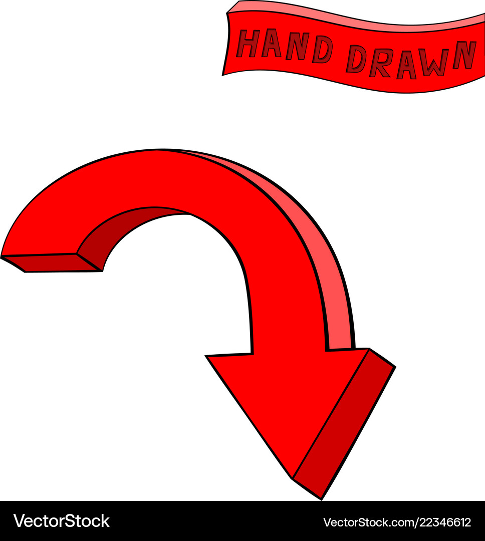 Red arrow down sign hand drawn sketch Royalty Free Vector