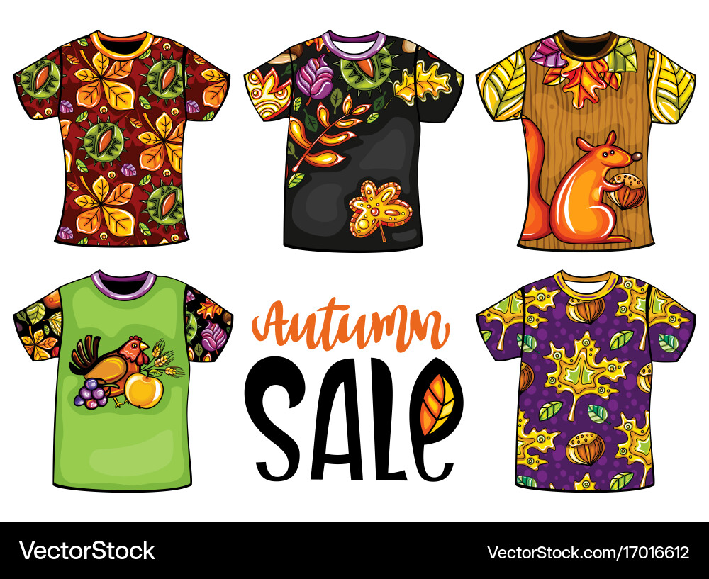 Set colorful templates t-shirts Royalty Free Vector Image