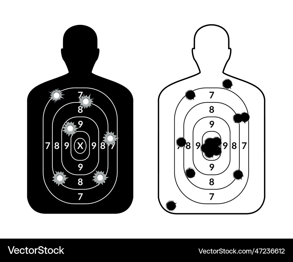Shoot target human gun board aim person Royalty Free Vector