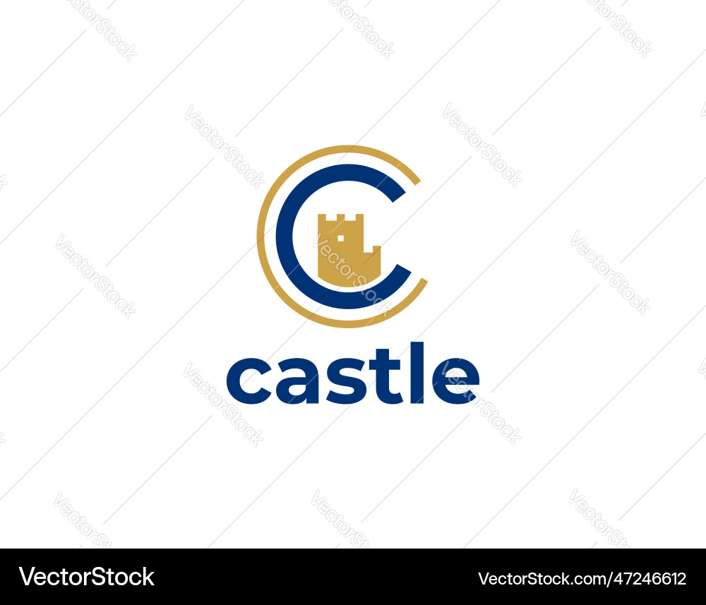 Simple letter type c with castle business logo Vector Image