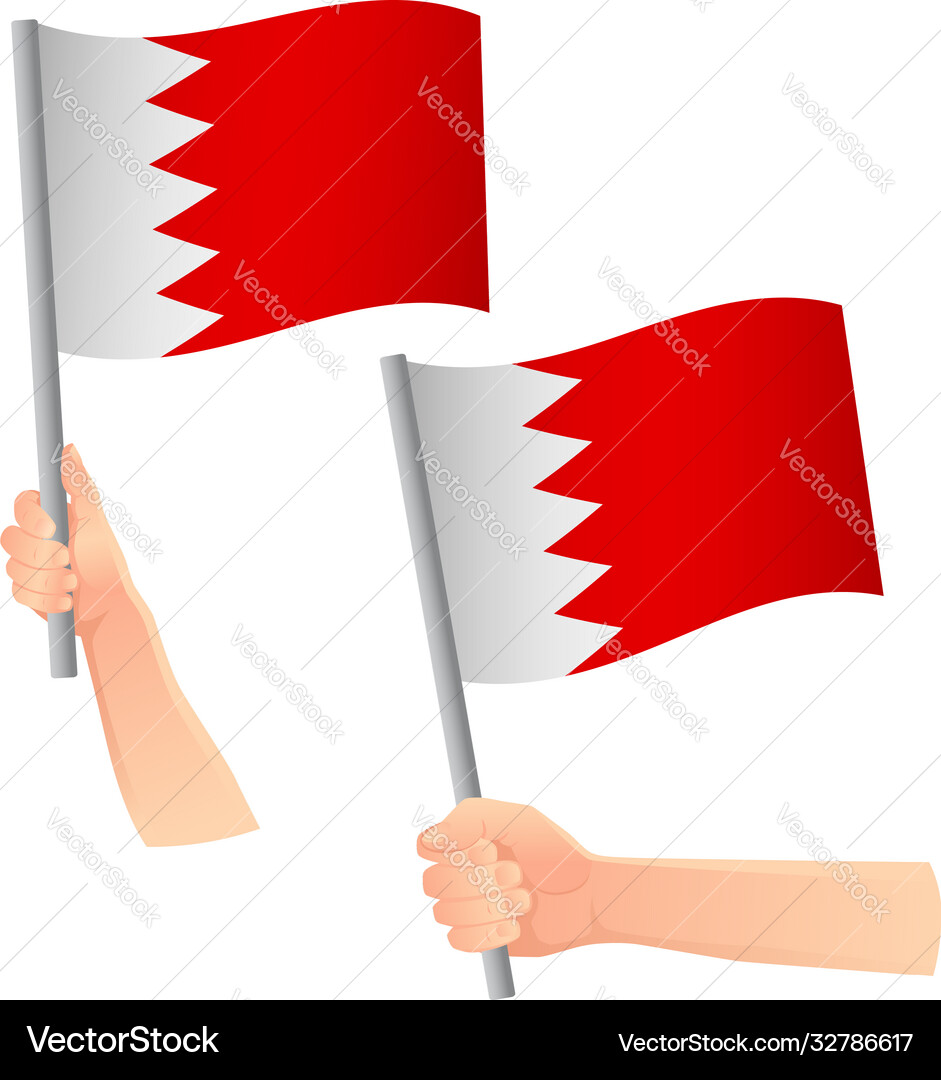 Bahrain flag in hand icon Royalty Free Vector Image