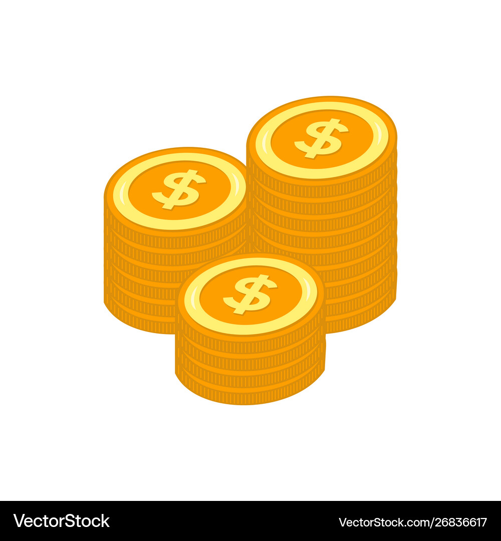 Dollar coins icon money sign Royalty Free Vector Image