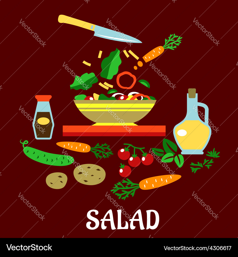 Flat concept of vegetable salad Royalty Free Vector Image