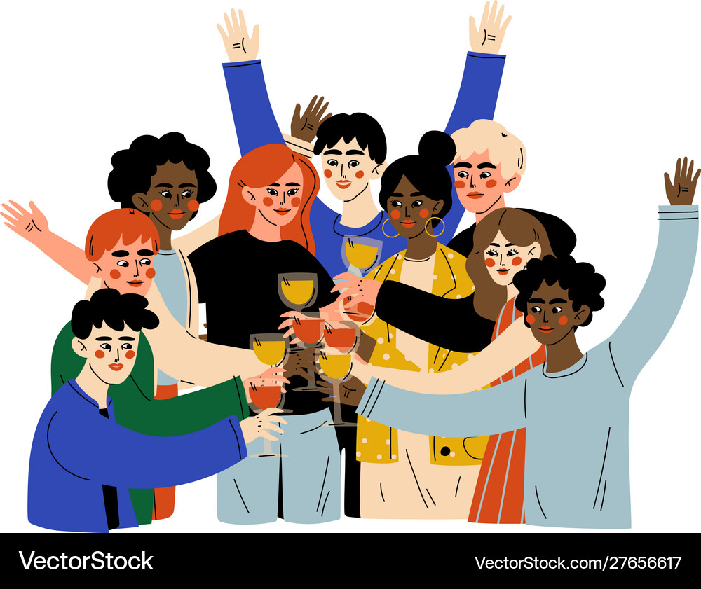 Group happy people celebrating an important Vector Image