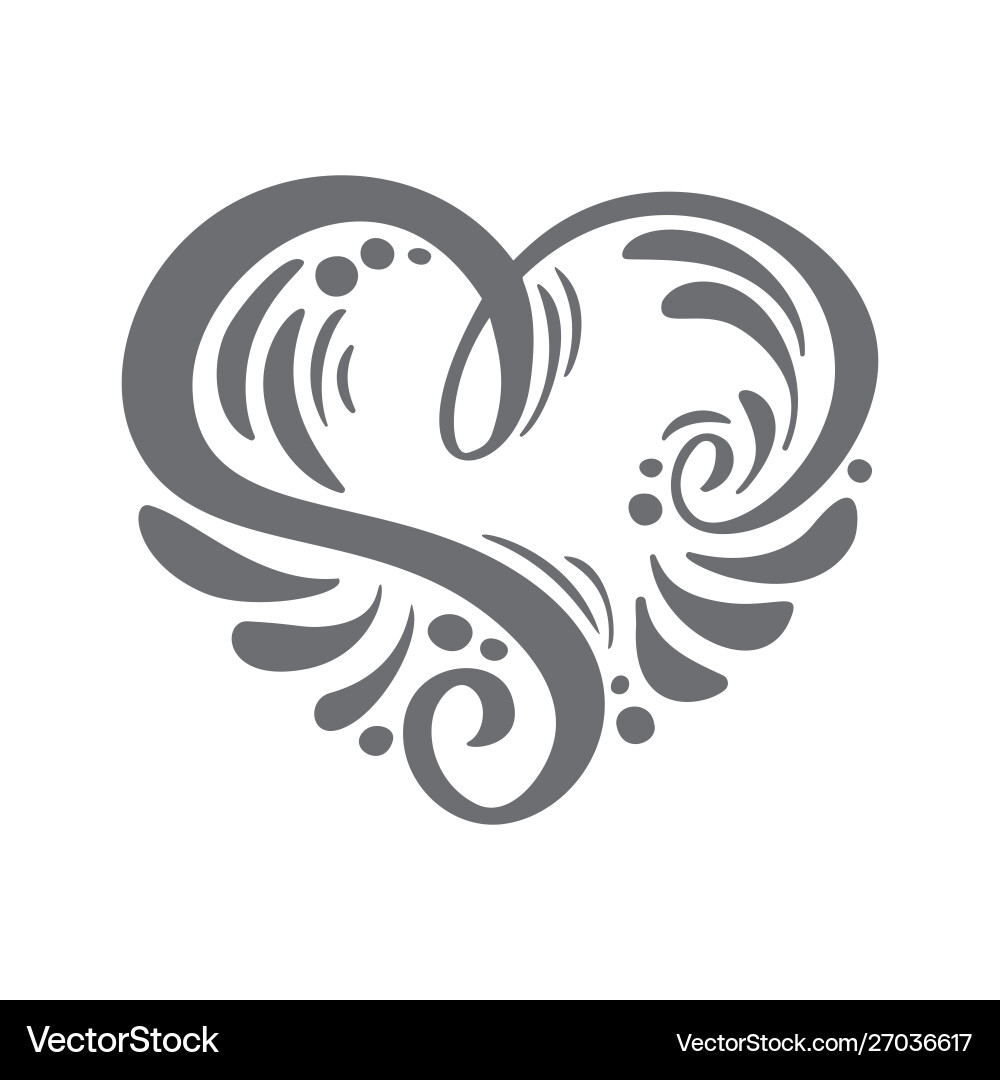 Heart love hand drawn calligraphic Royalty Free Vector Image