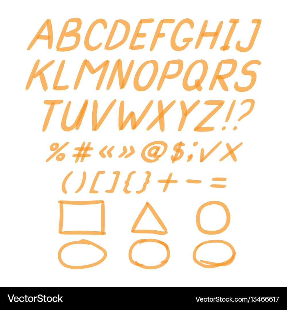 Marker hand written doodle letters and Royalty Free Vector