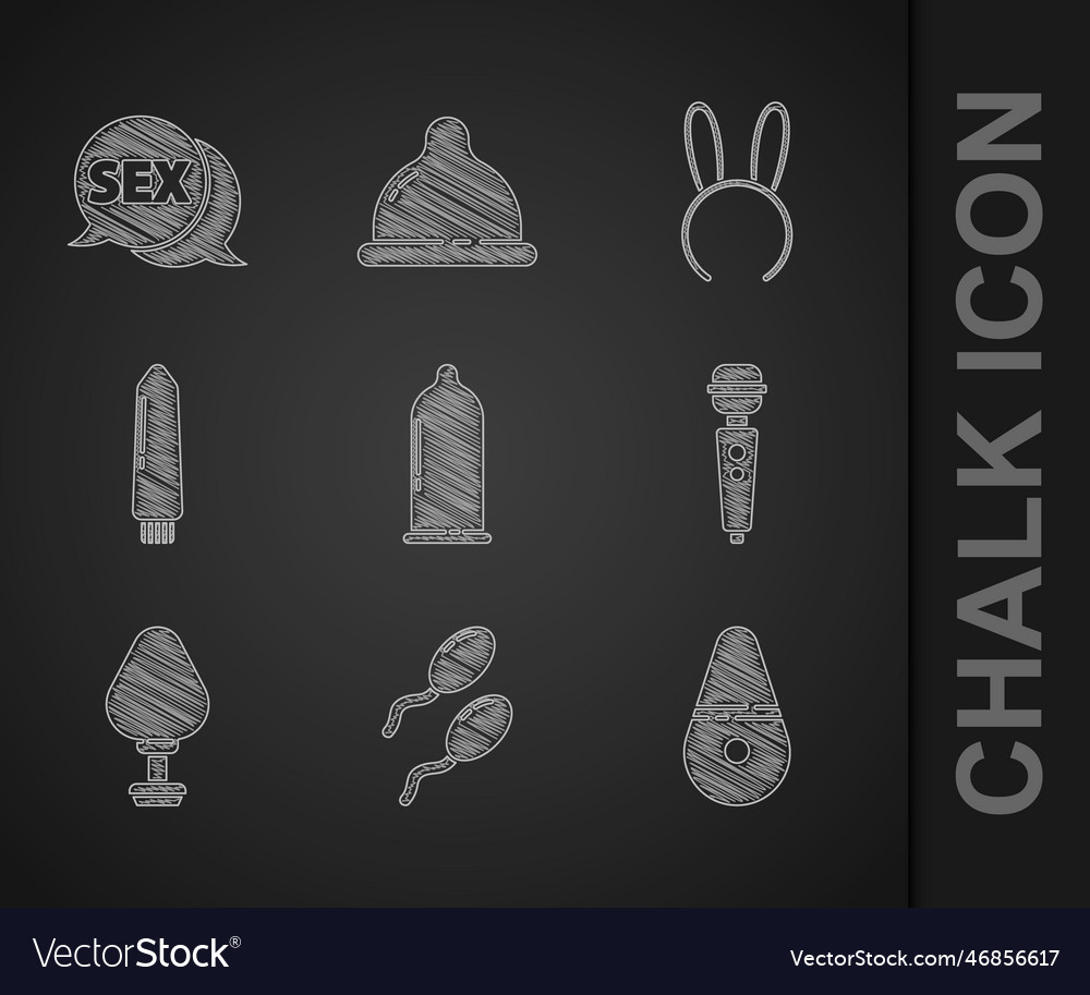 Set Condom Sperm Dildo Vibrator Anal Plug Mask Vector Image