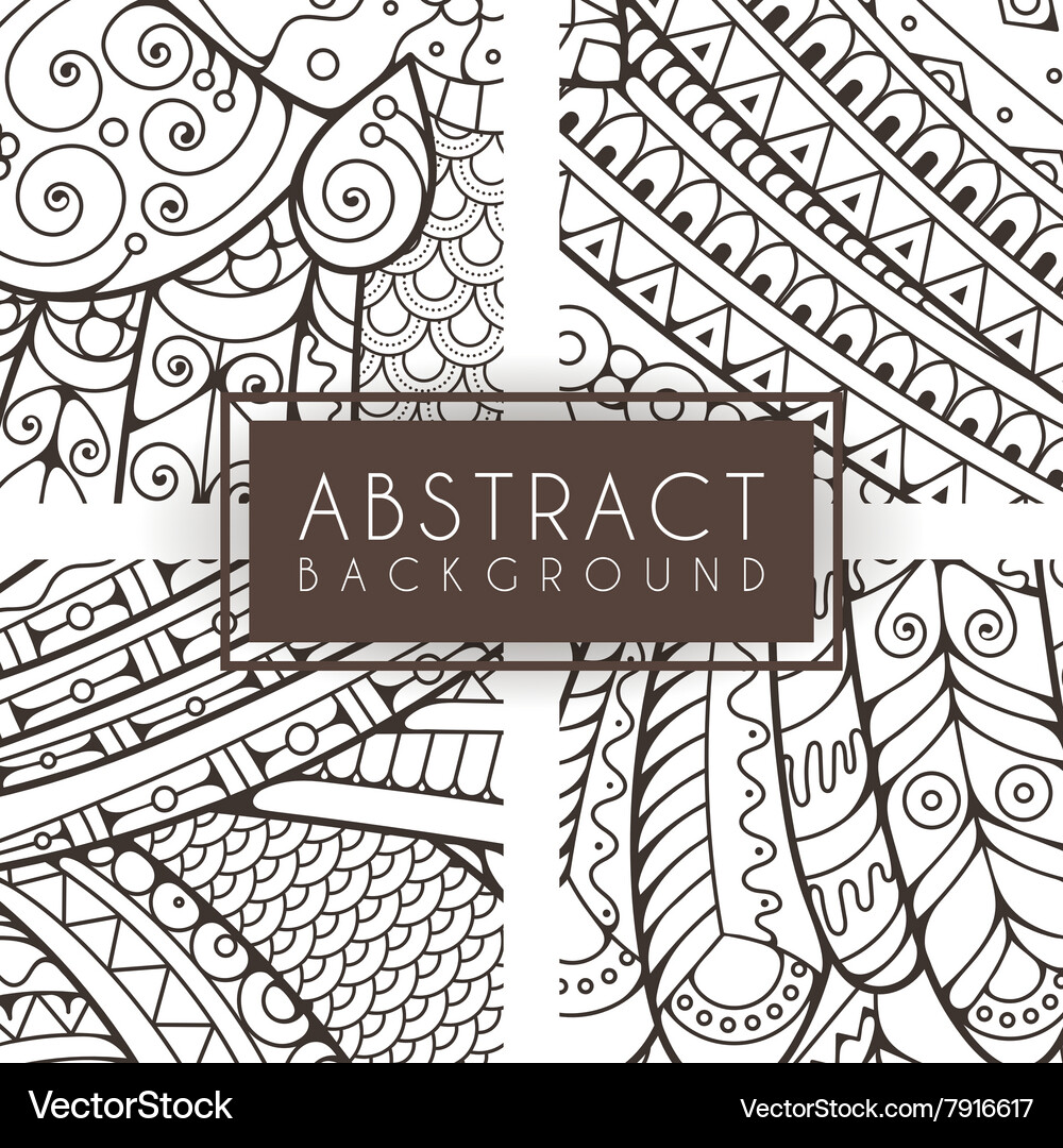 Set of four monochrome intricate patterns Vector Image