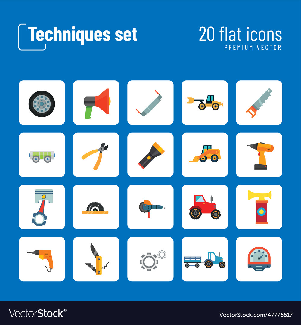 Techniques icons set Royalty Free Vector Image
