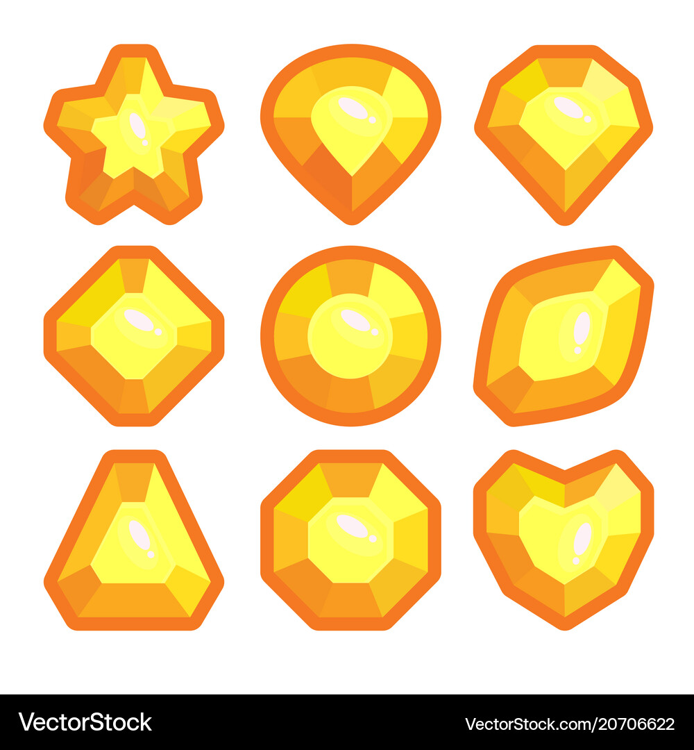 A set of yellow emblems precious stones Royalty Free Vector