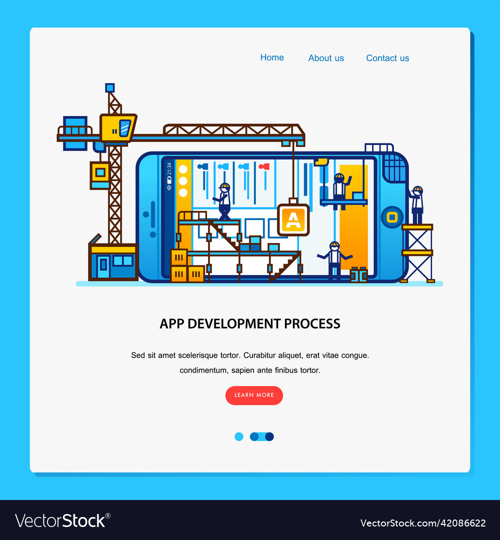 App development process banner with small Vector Image