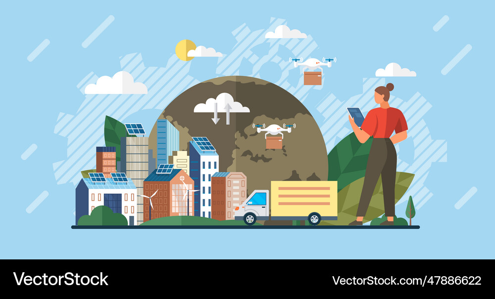 Business delivery and logistic working together Vector Image