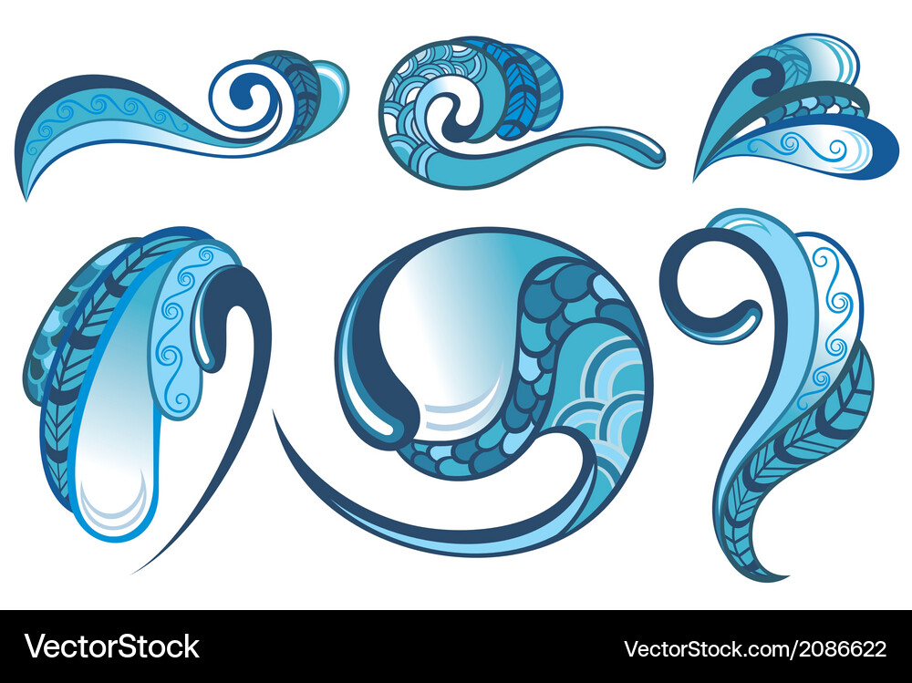 Collection of water Royalty Free Vector Image - VectorStock