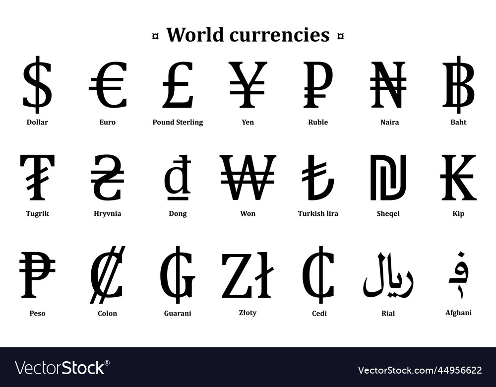 Currency Symbols Signs Royalty Free Vector Image