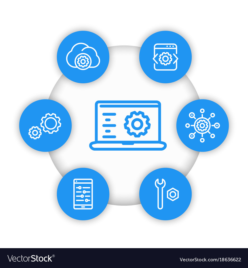 Development engineering configuration icons Vector Image