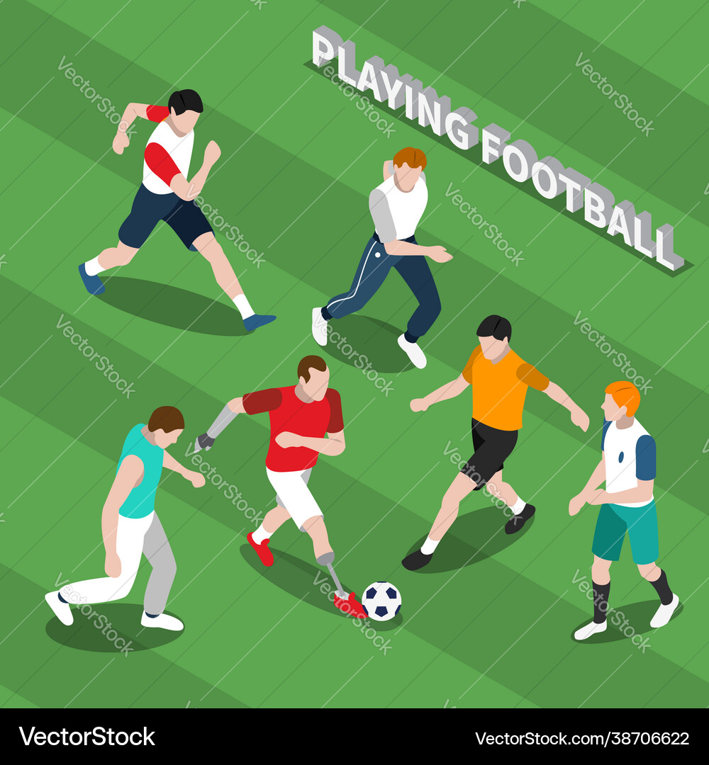 Disabled person playing soccer isometric Vector Image