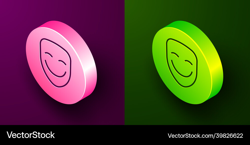 Isometric line comedy theatrical mask icon Vector Image