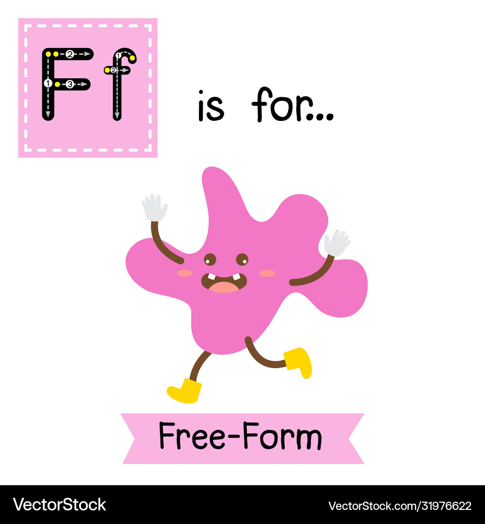 Letter f tracing free-form shape Royalty Free Vector Image