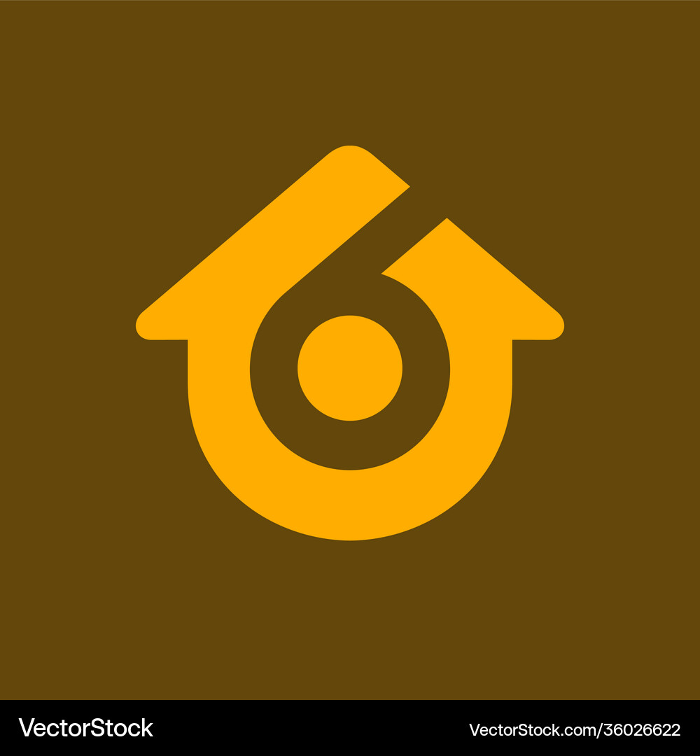 Number 6 house logo icon design Royalty Free Vector Image