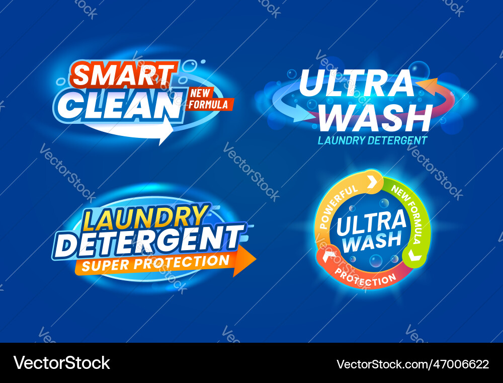 Powder or detergent color labels isolated set Vector Image
