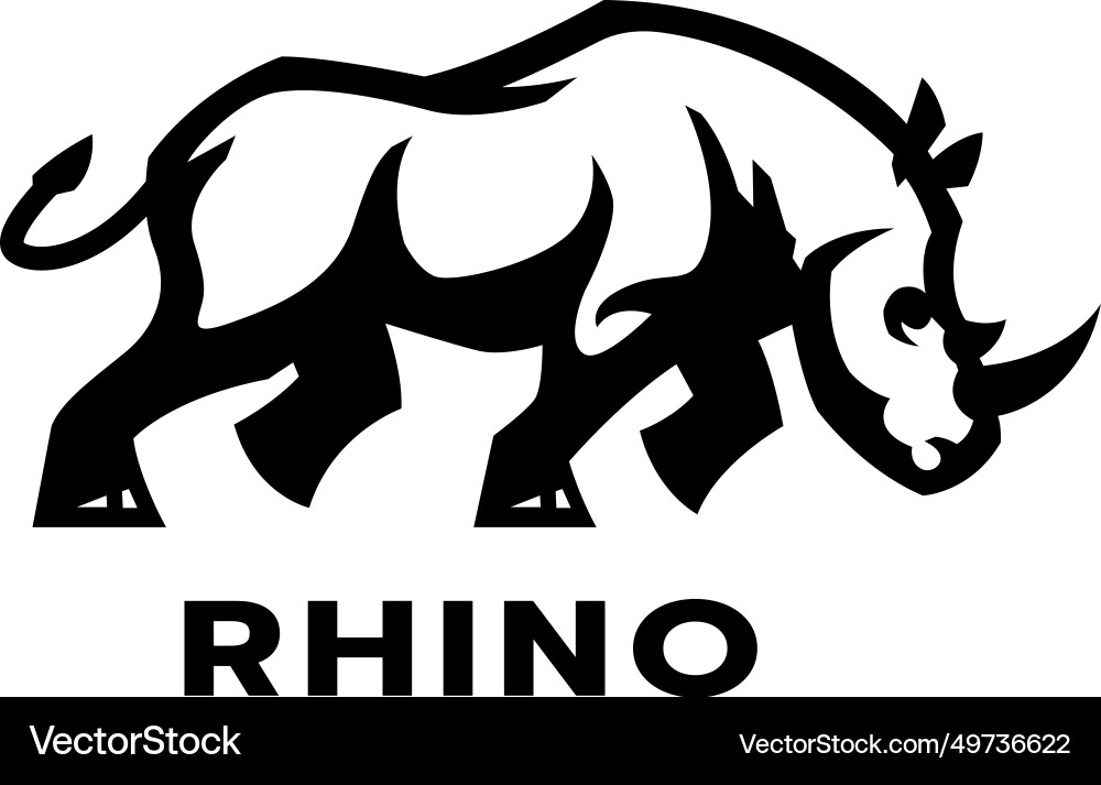 Rhino logo black and white style Royalty Free Vector Image
