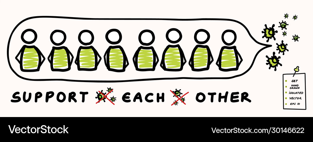 Support each other corona virus covid 19 stickman Vector Image
