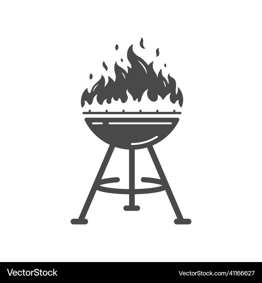 Barbecue grill and fire isolated on white Vector Image
