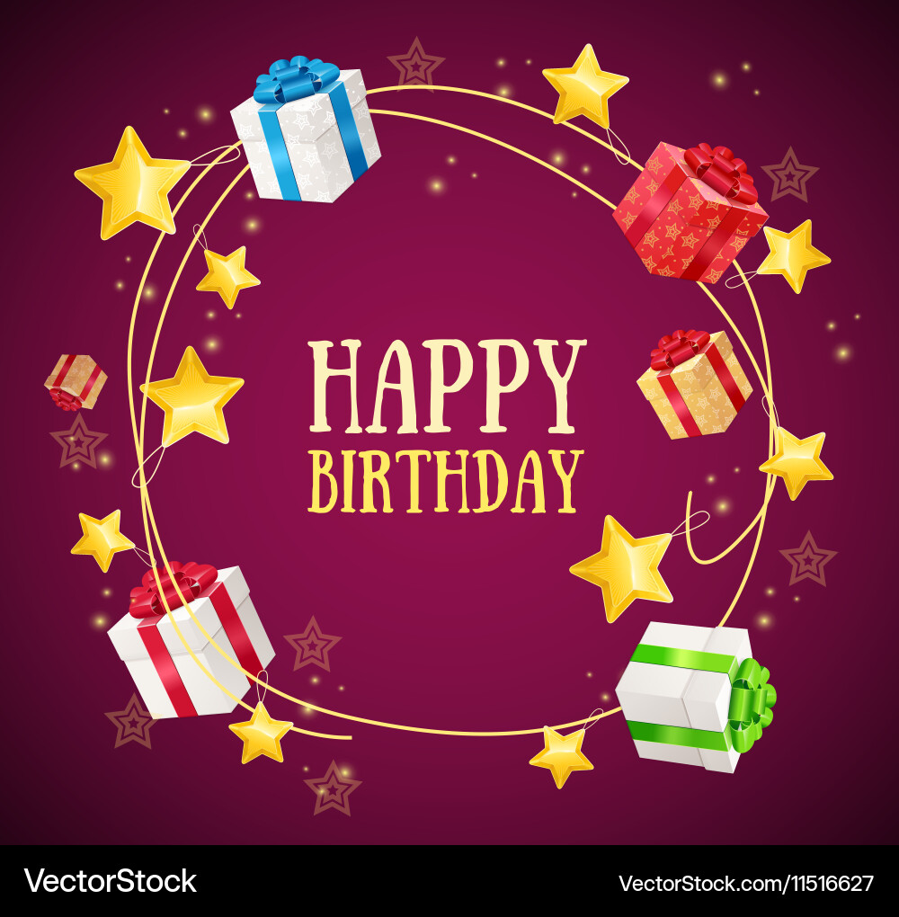 Birthday gift box garland background Royalty Free Vector