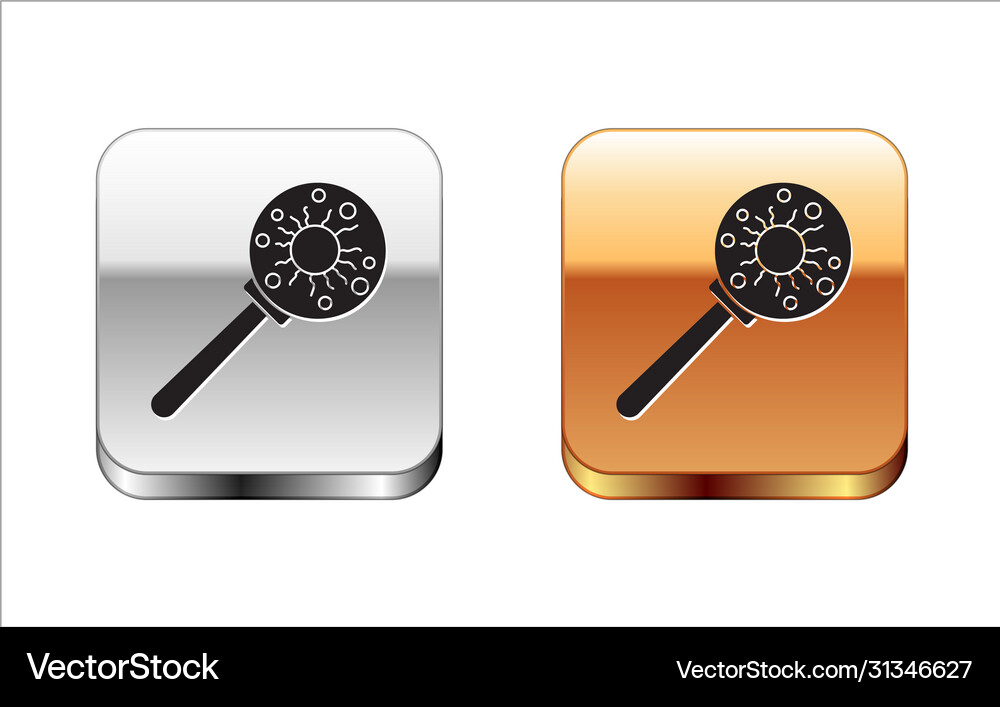 Black virus under magnifying glass icon isolated Vector Image