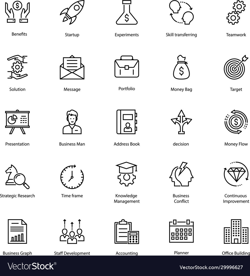Business line icons set Royalty Free Vector Image