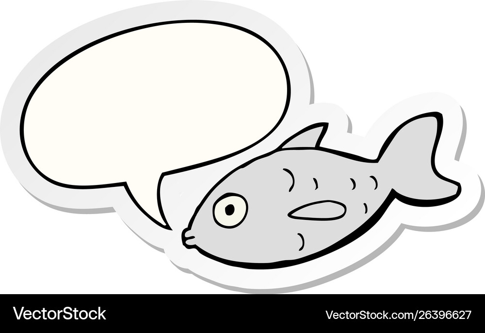 Cartoon fish and speech bubble sticker Royalty Free Vector