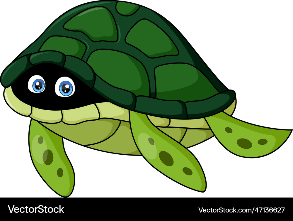 Cute hiding turtle cartoon with scared eyes Vector Image