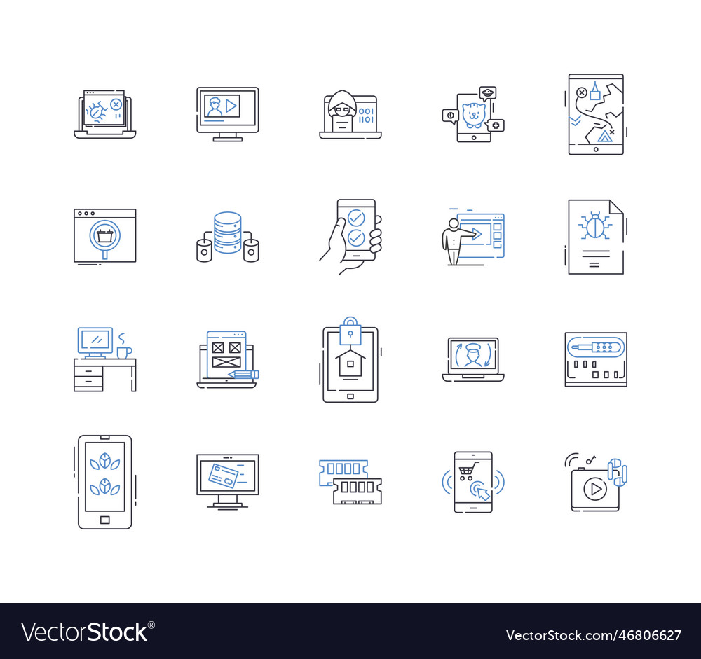 Electronic devices line icons collection smartph Vector Image
