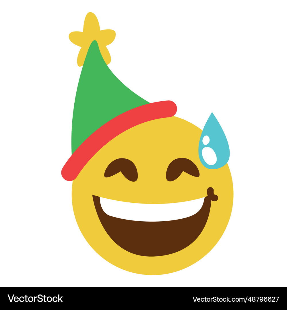 Embarrassed smile elf hat face emoticon 14 Vector Image