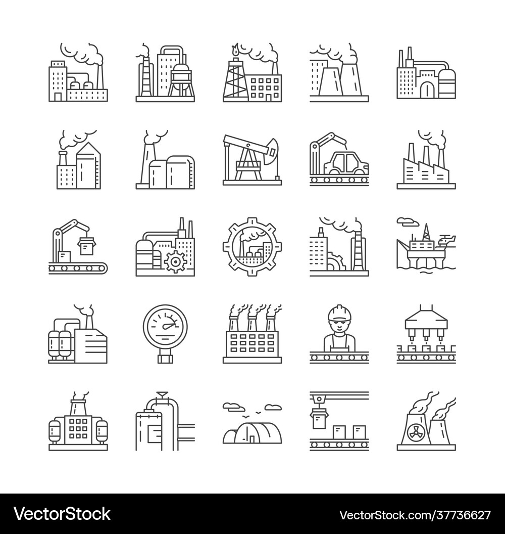 Factories heavy industry icons Royalty Free Vector Image