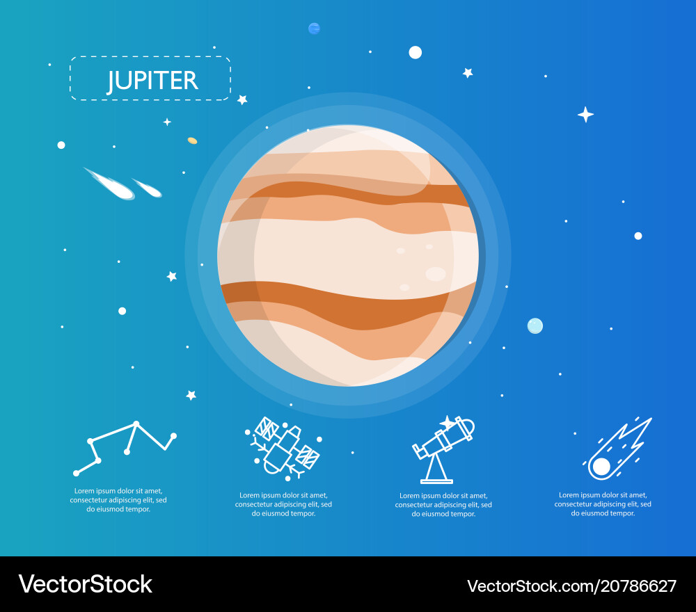 Jupiter infographic in universe concept Royalty Free Vector