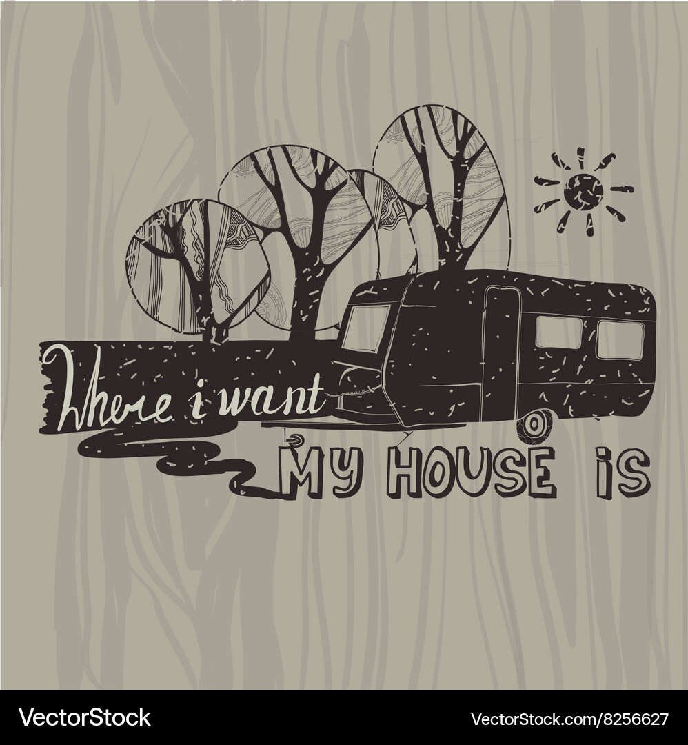 Lettering travel typographic camp calligraphy Vector Image