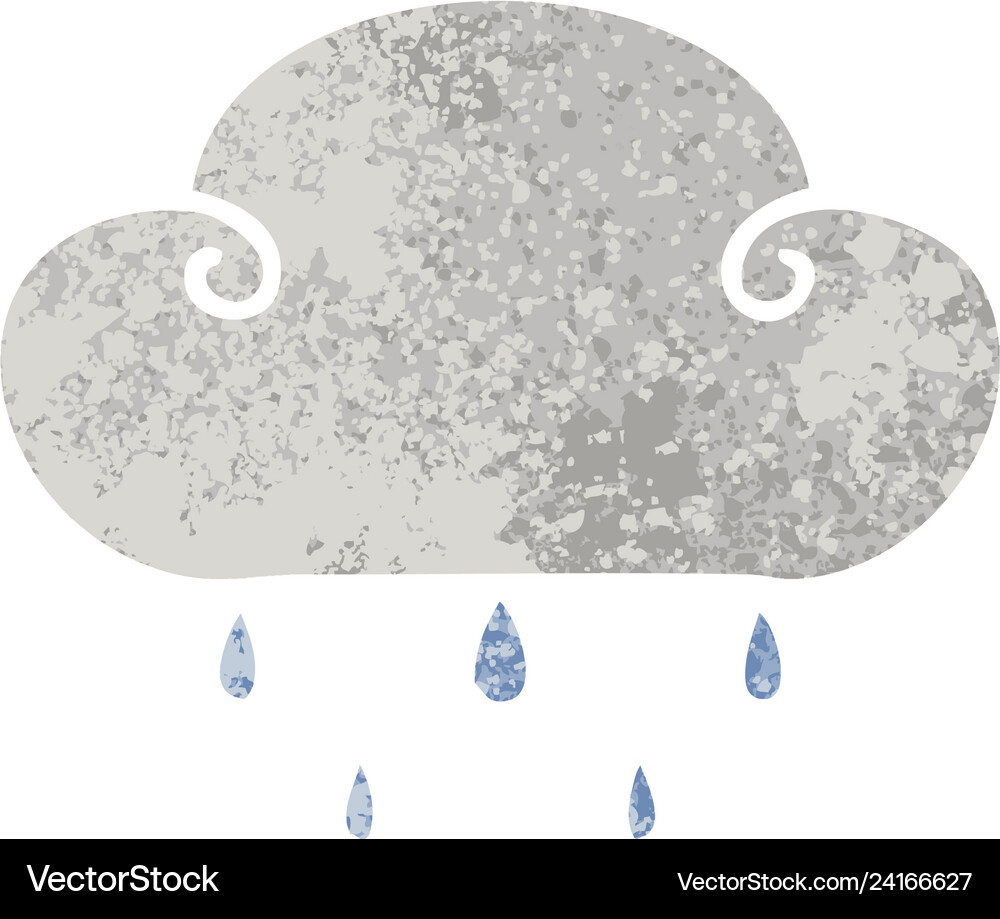 Quirky retro style cartoon rain cloud Royalty Free Vector