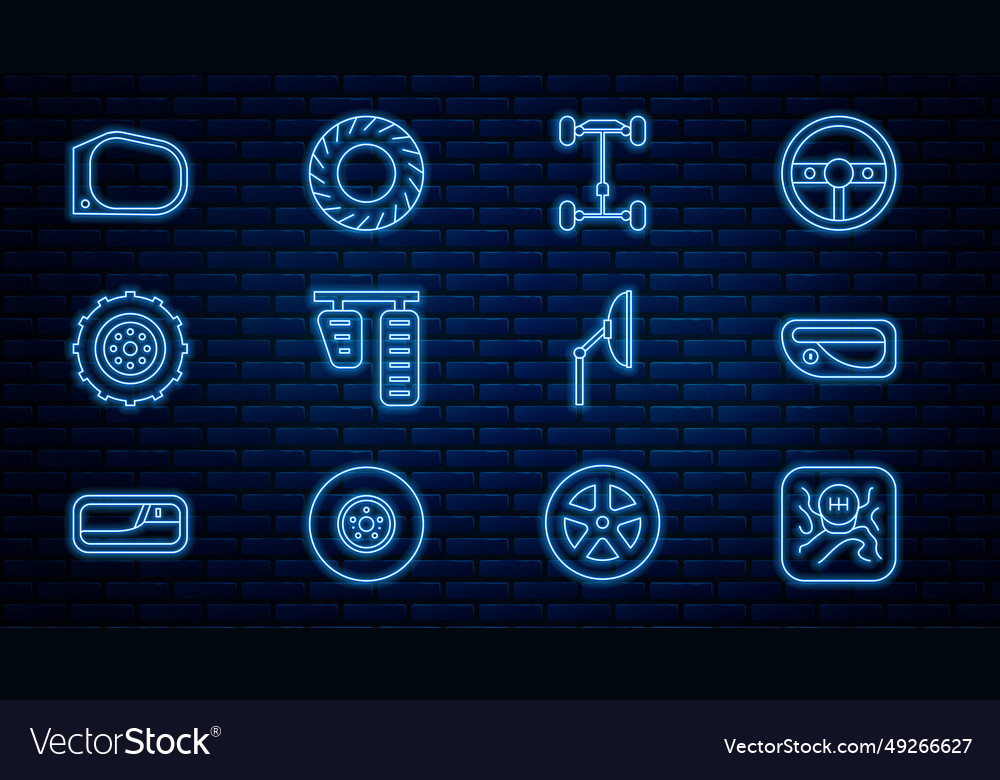 Set line gear shifter car door handle chassis car Vector Image Set line gear shifter car door handle chassis car Vector Image