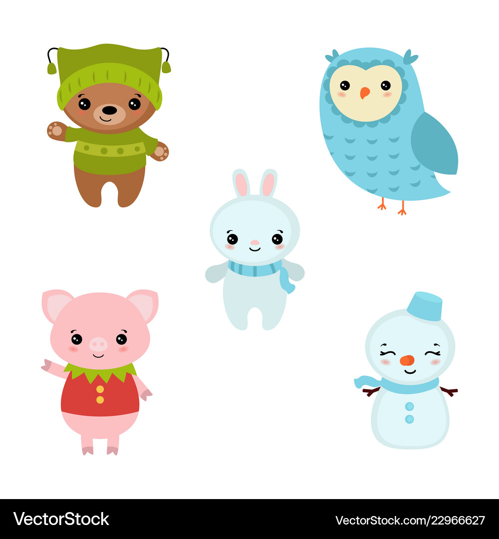 Set of christmas characters Royalty Free Vector Image