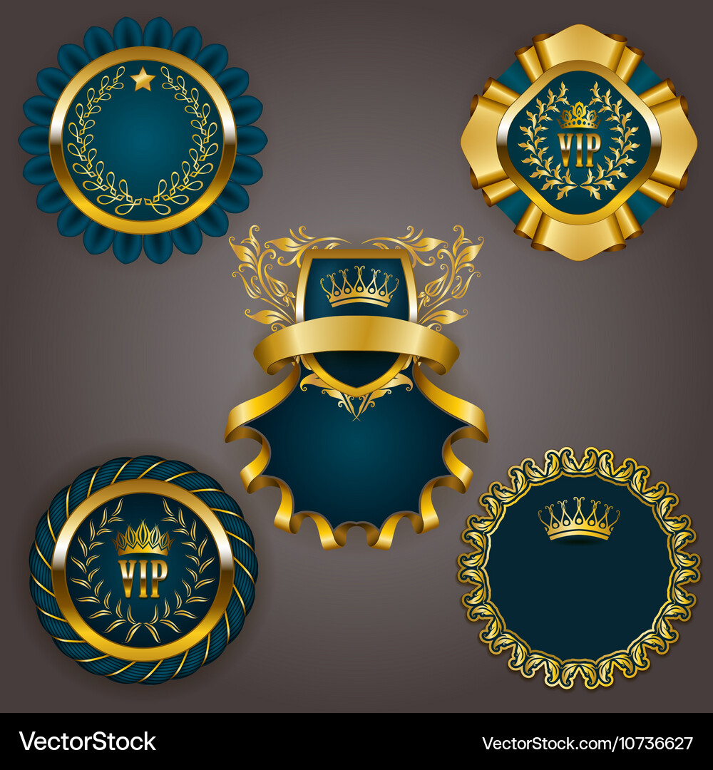 Set of gold vip Royalty Free Vector Image - VectorStock