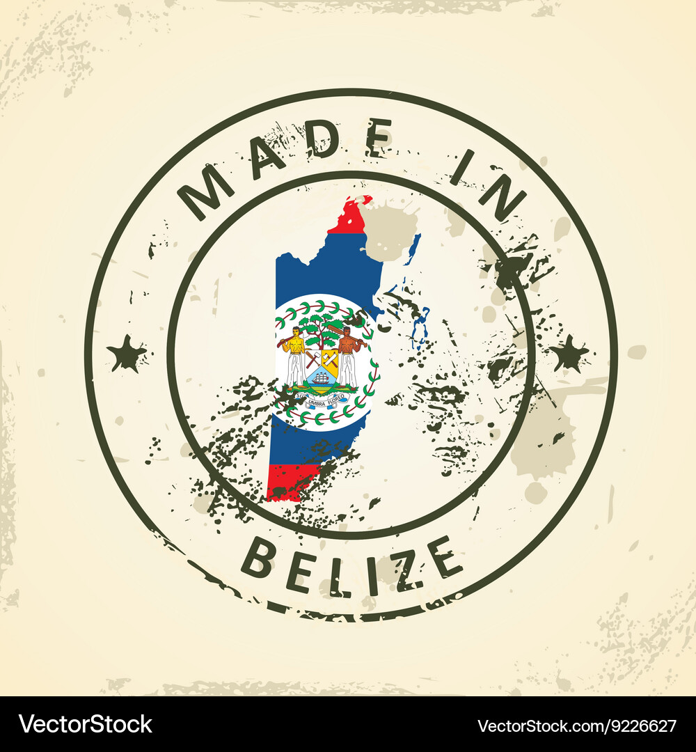 Stamp with map flag of belize Royalty Free Vector Image