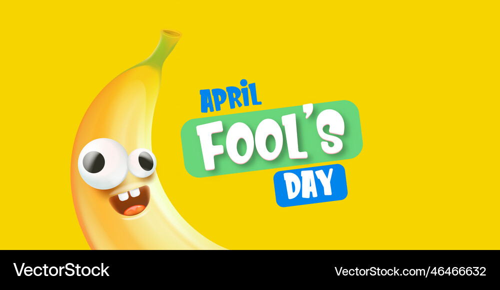 April fools day funky horizontal banner with silly