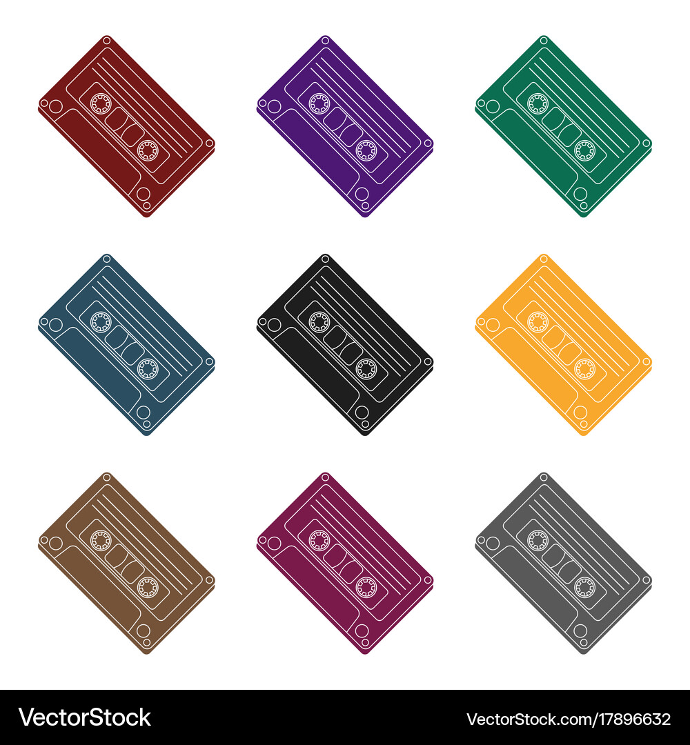 Audio cassette icon in black style isolated Vector Image