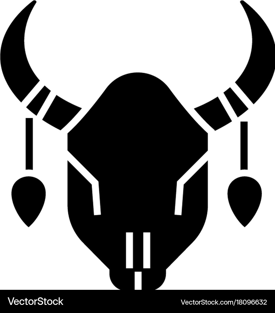Bull skull icon black sign Royalty Free Vector Image
