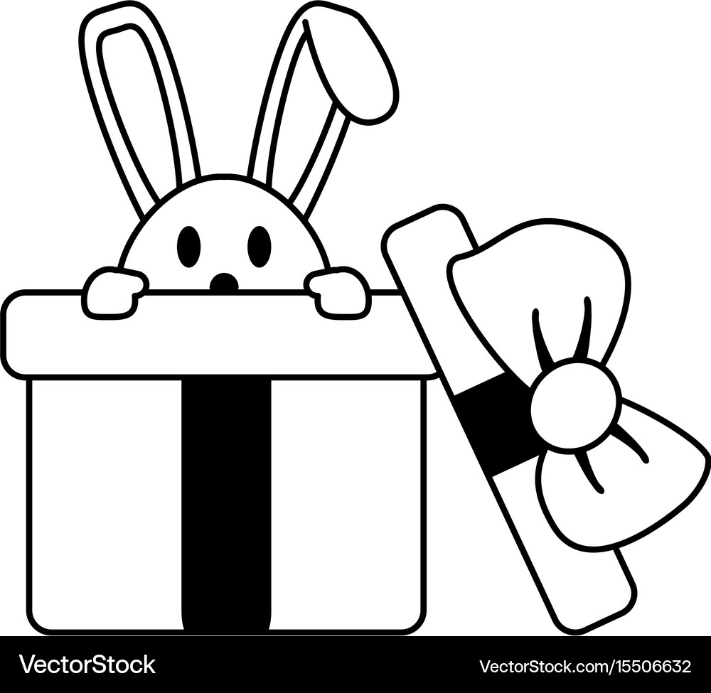 Bunny or rabbit coming out of gift box easte Vector Image