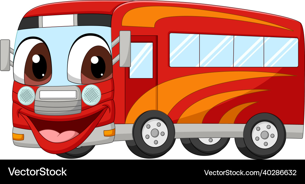 Cartoon red bus mascot character Royalty Free Vector Image