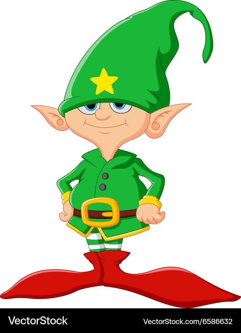Cute and happy christmas elf Royalty Free Vector Image